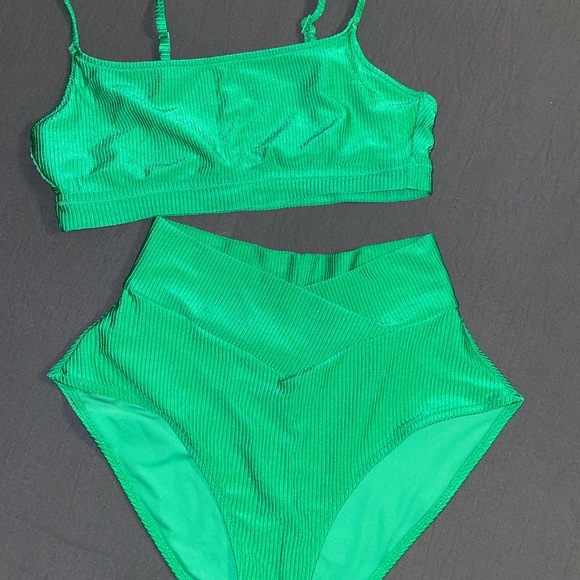 aerie | Swim | Aerie Shine Crossover Highwaisted Bikini Medium Topsmall ...